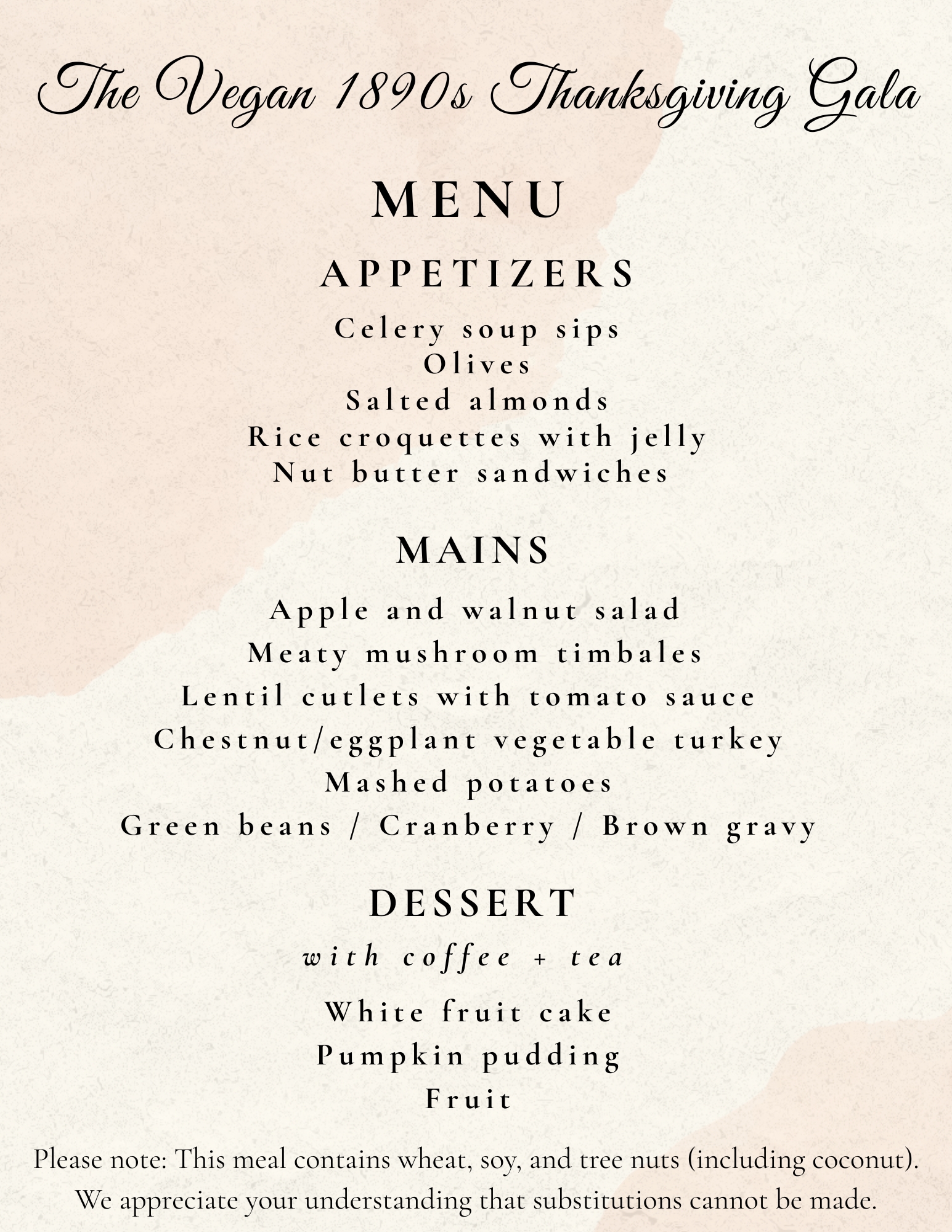 The 1890s Vegan Thanksgiving Gala - American Vegan Society